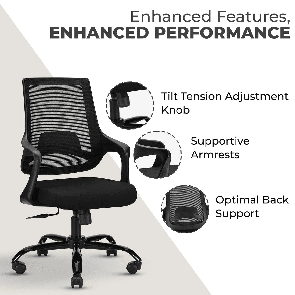Black Pearl Mid Back Ergonomic Chair | IAFA Furniture